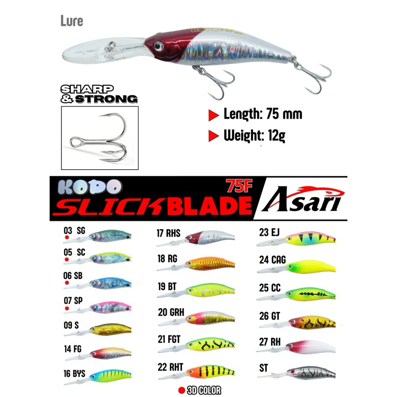 Jual Promo Asari Kodo Slick Blade 75mm umpan killer Minnow lidah panjang umpan Casting | Shopee ...