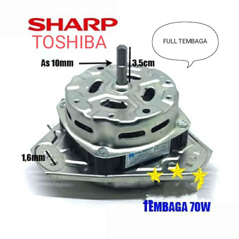 Jual Dinamo Spin 70W SHARP TEMBAGA Motor Mesin Cuci Pengering Diameter as 10 mm ini | Shopee ...