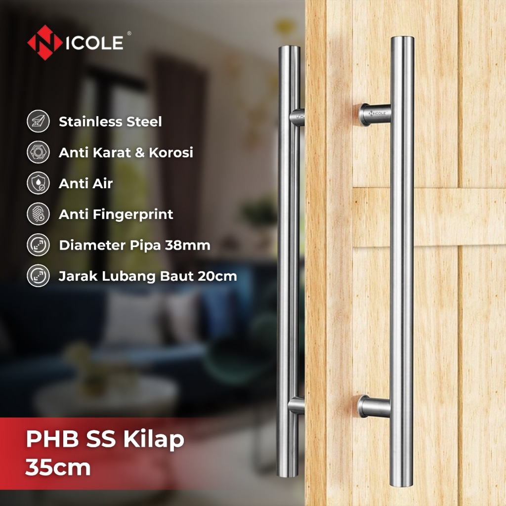 Jual Nicole Pull Handle Bulat SS / Tarikan Pintu Stainless Steel 35 45 ...