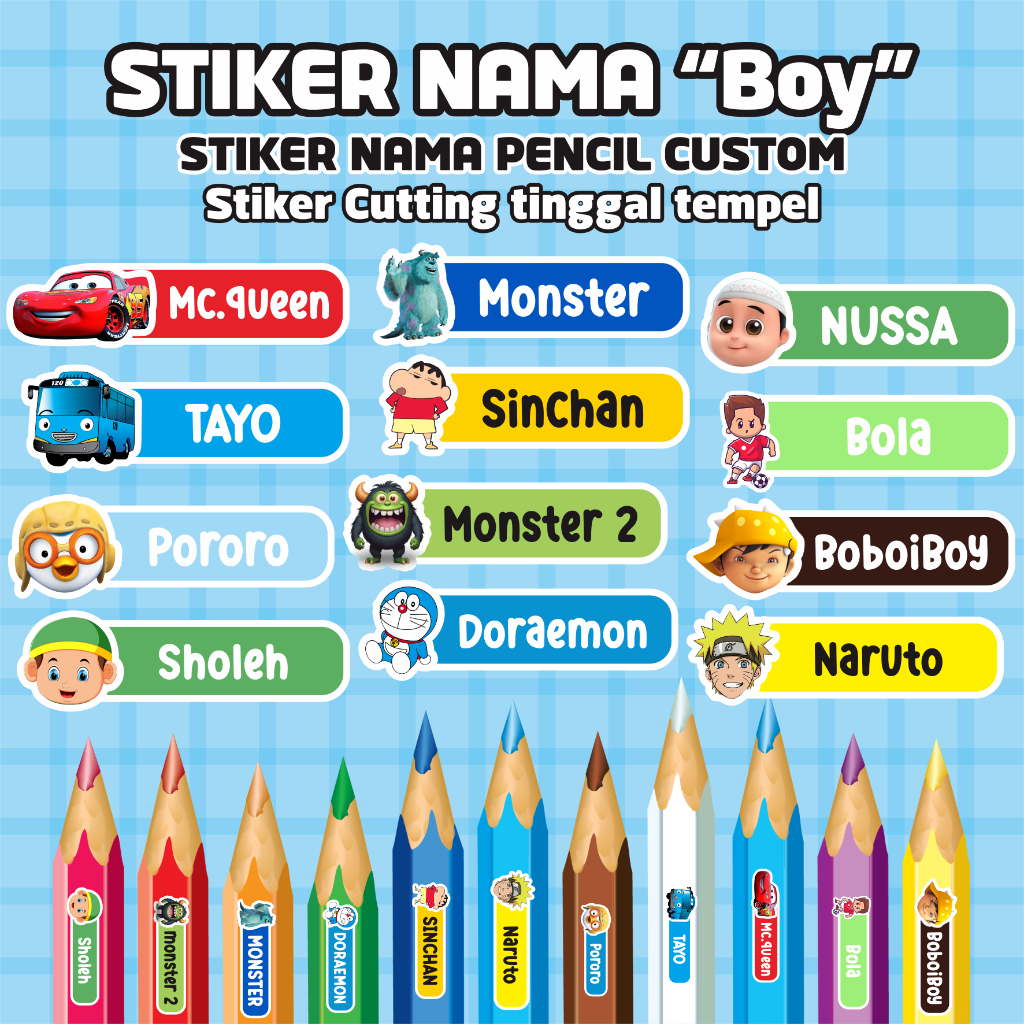Jual STIKER NAMA UNTUK BALLPOINT | 1 LEMBAR A3 | STIKER PENA STIKER ...