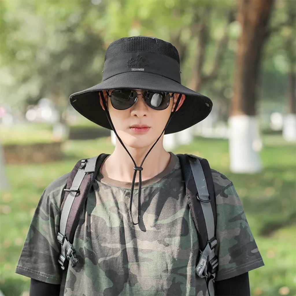 Jual Ruimo Topi Bucket - Climbing Hat Motif Gunung Aksen Jaring A-10 ...