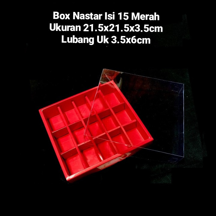 Jual ( 5 pcs ) Kotak Box Nastar Sekat 15 Dus Mika Merah Polos Packaging ...