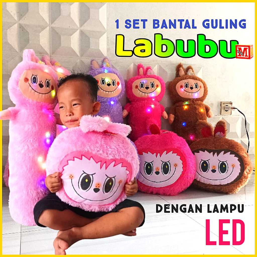 Jual BONEKA BANTAL GULING LABUBU TINGGI 70CM PAKAI LAMPU LED NYALA THE ...