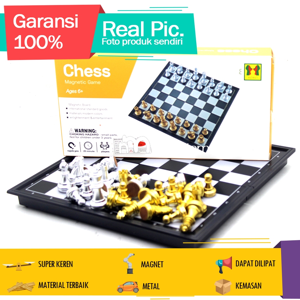 Jual Catur Papan Lipat Magnetik Chess Classic Golden Series | Shopee ...