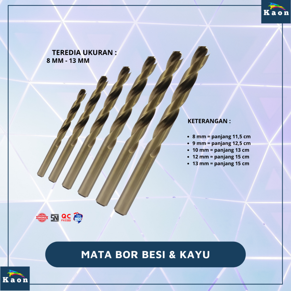 Jual Mata Bor Besi & Kayu HSS Ukuran 8, 9, 10, 12, 13 MM | Shopee Indonesia