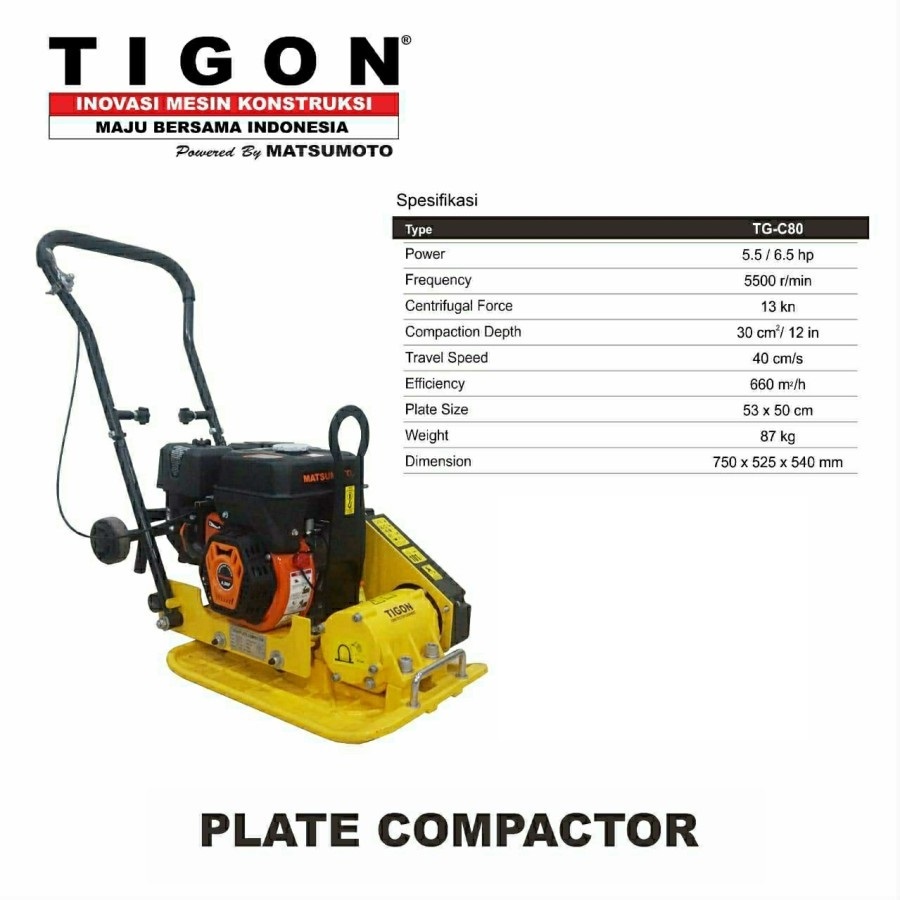Jual Tigon Plate Compactor TG C80 Mesin Stamper Kodok Pemadat Aspla ...