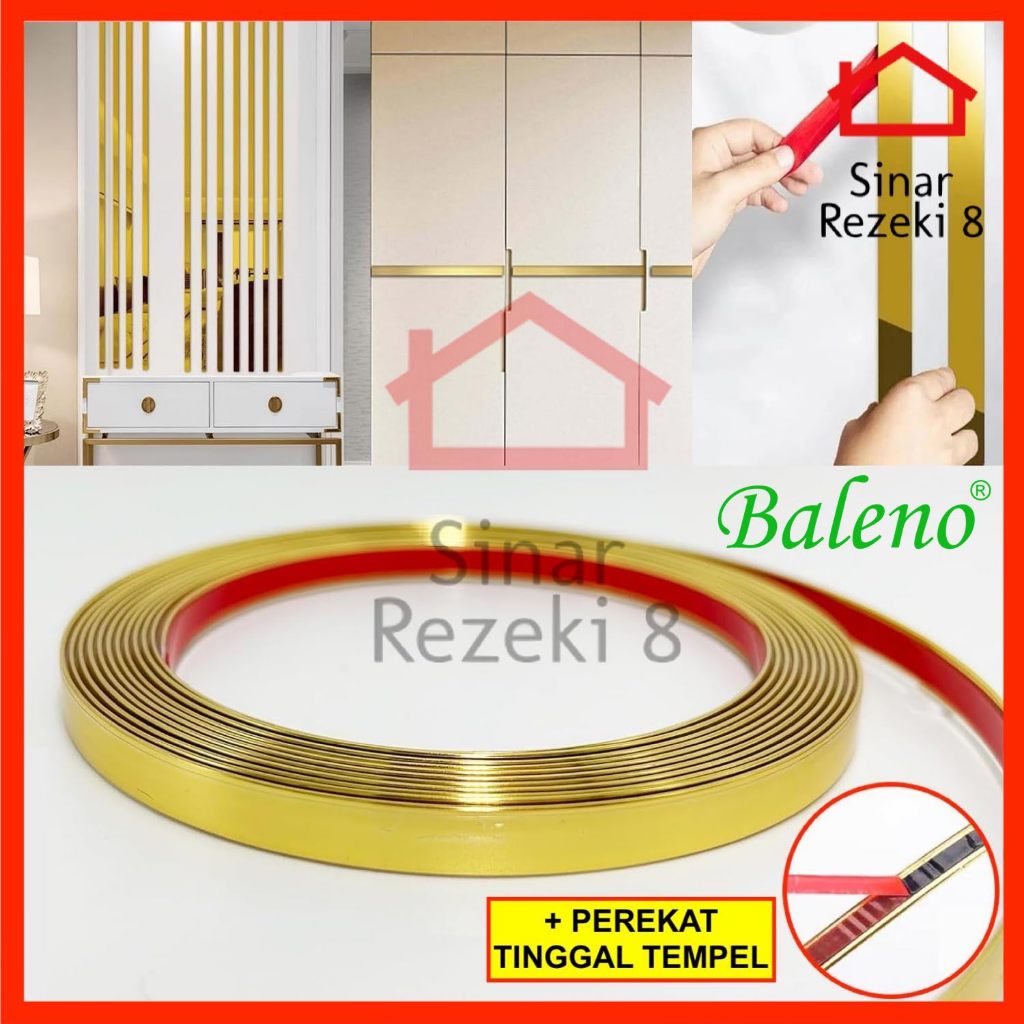 Jual List Strip PVC Baleno Gold / Emas Lis Edging Plat Dinding Perekat ...