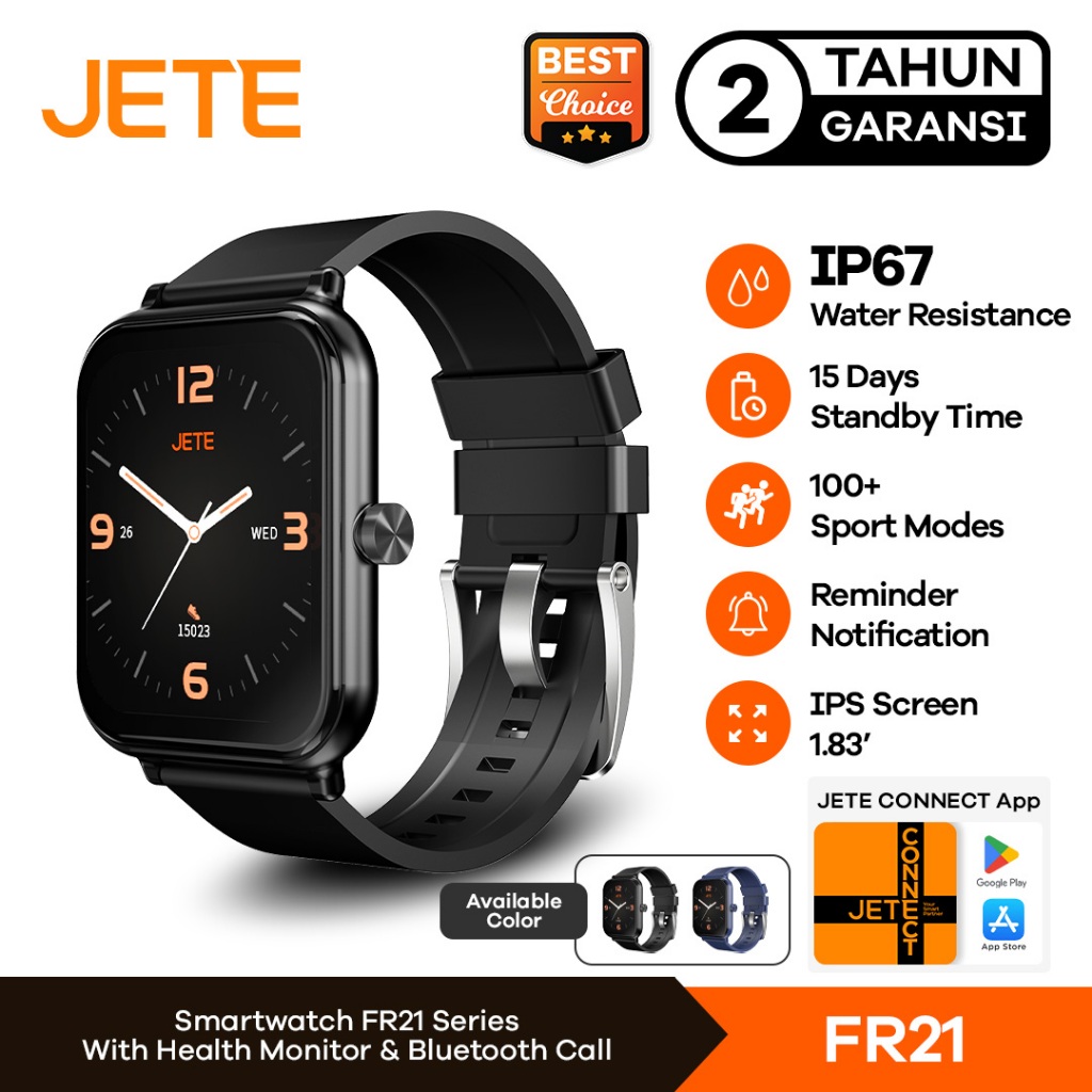 Jual JETE Smartwatch FR21 Jam Tangan 1.83 IPS Screen Display IP67 Smart Watch Bluetooth Running ...