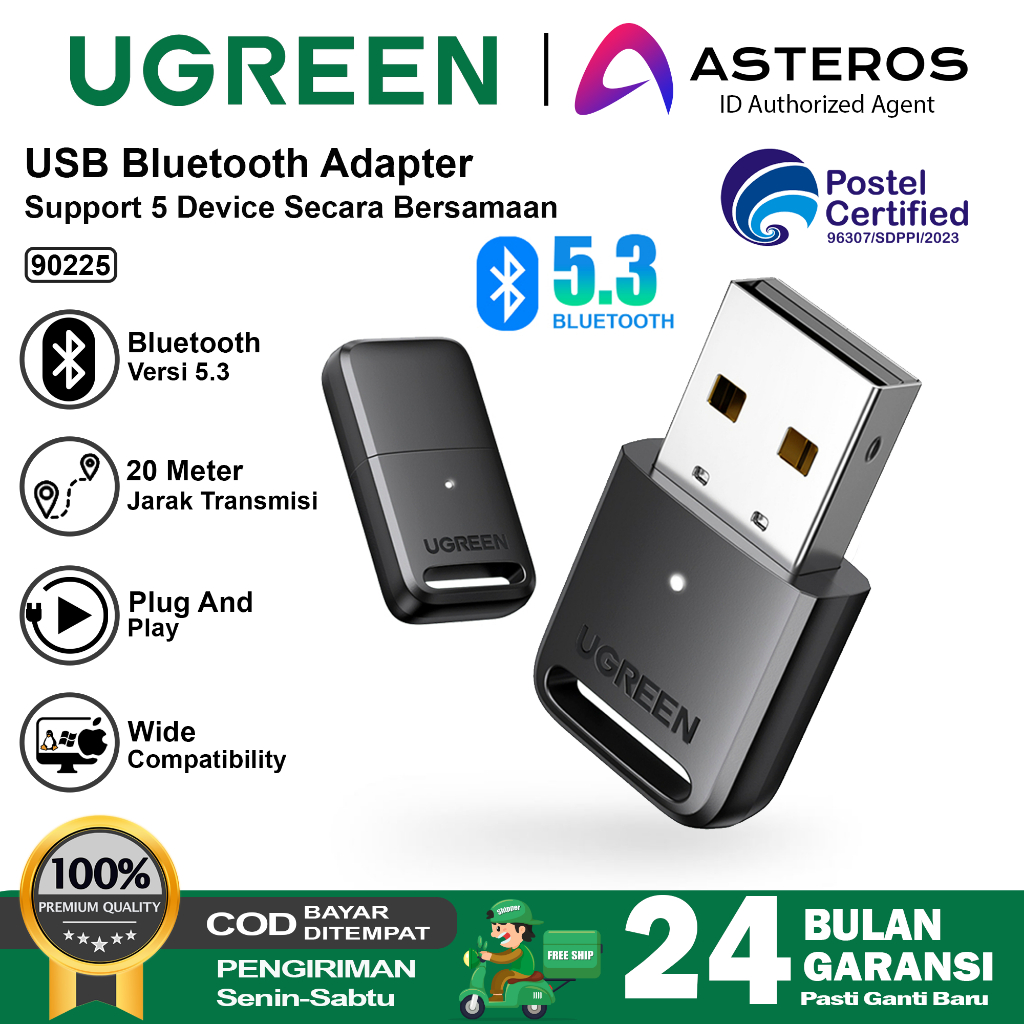 Jual UGREEN USB Bluetooth 5.3 Adapter Transmitter Receiver Dongle PC 90225 | Shopee Indonesia
