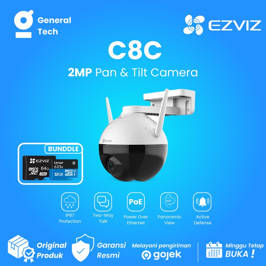 Jual C8C 2MP Ezviz Pro AI Pan & Tilt Outdoor Camera | Shopee Indonesia