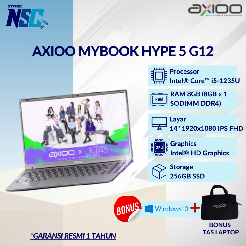 Jual Axioo MyBook Hype 5 G12 Intel Core i5 1235U 8GB 256GB 14" FHD IPS | Shopee Indonesia