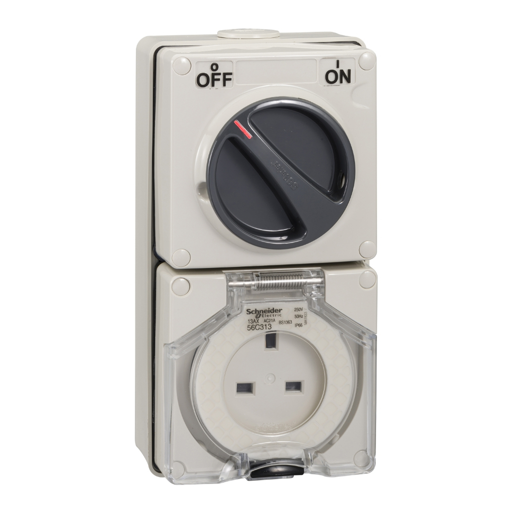 Jual Schneider S56C313GY Switch Socket 13A 250V 3phase 3pole flat pin ...