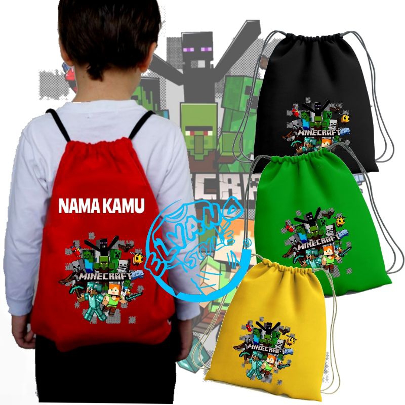 Jual Minecraft Tas Serut Anak/String Bag Anak Karakter Minecraft FREE ...