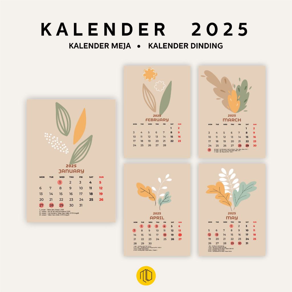 Jual Kalender Dinding Aesthetic 2025/ Kalender Meja Aesthetic 2025 ...