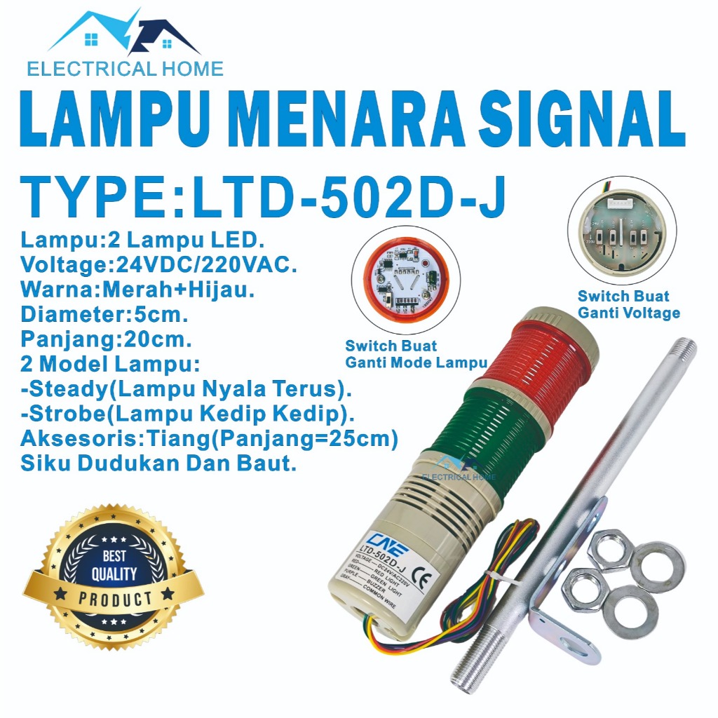 Jual Lampu Menara Signal Tower Light LED Buzzer 2 Lampu Multivolt ...