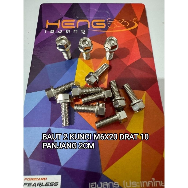 Jual HARGA SATUAN BAUT 2 KUNCI CHROME M6X20 DRAT 10 PANJANG 2CM | Shopee Indonesia