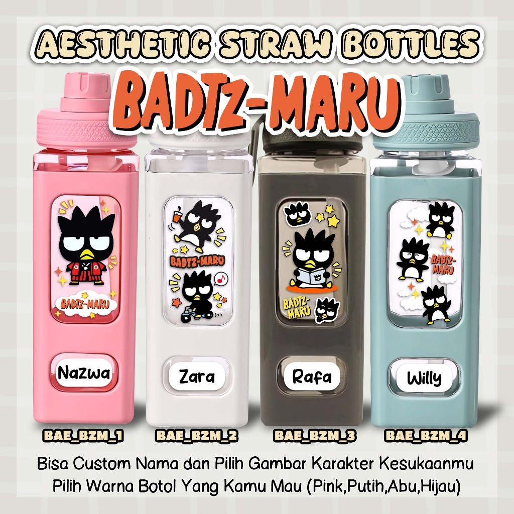 Jual Aesthetic Straw Bottles - Botol Minum Estetik Sedotan - Desain ...