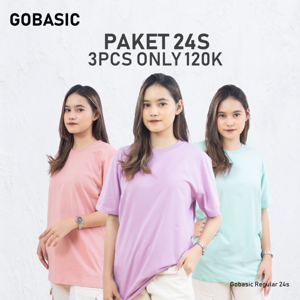 Jual GOBASIC - Kaos Wanita Lengan Pendek (Paket Hemat 3 Pcs) Kaos Cewek Polos Kekinian Premium ...
