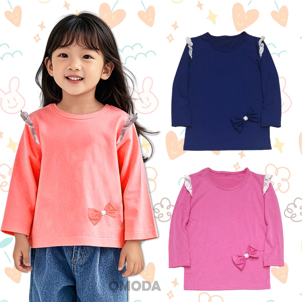 Jual Kaos Anak Perempuan Lengan Panjang Model Pita Bahan Spadex Soft ...