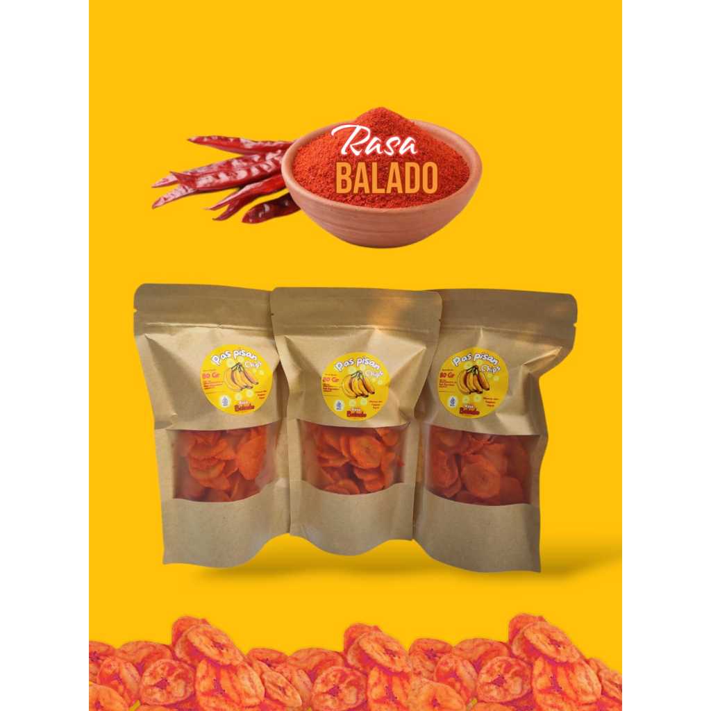 Jual 80gr Kripik Pisang Balado Kriuk Pedas Hot Original Pisang Raja ...
