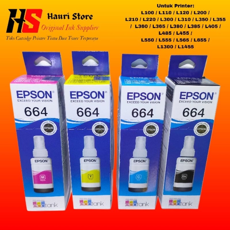 Jual Paketan Tinta Epson 664 Black Dan 664 Color Original Untuk Printer:L100 / L110 / L120 ...