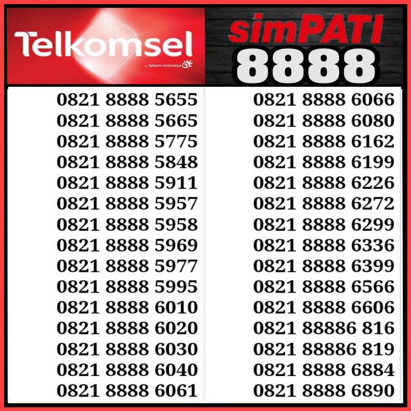 Jual kartu perdana nomor cantik telkomsel simpati 88888 | Shopee Indonesia