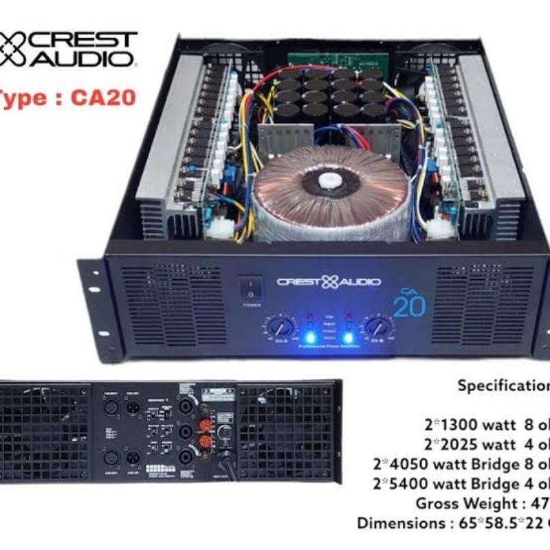 Jual POWER AMPLIFIER CREST AUDIO CA-20 POWER 2 X 1300W 8 OHM 2 X 2000W 4 OHM | Shopee Indonesia