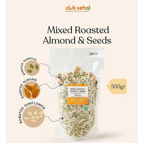 Jual Club Sehat Mixed Roasted Almond & Seeds 500Gr | Shopee Indonesia