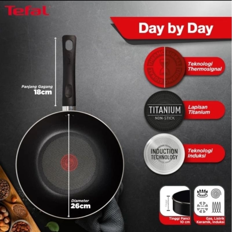 Jual Tefal Induction Wokpan 26cm Day By Day Penggorengan Induksi Anti Lengket 26 cm - Original ...