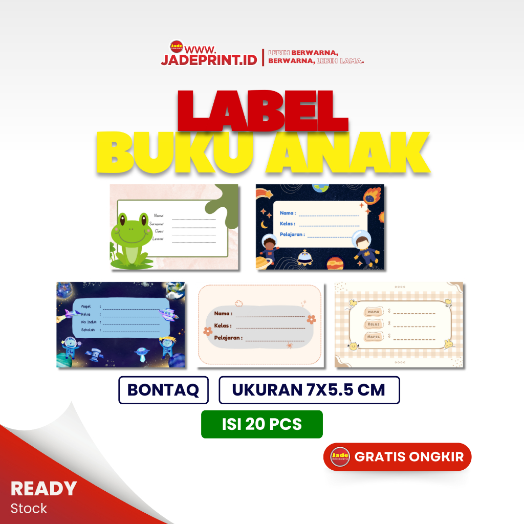 Jual [LABEL BUKU ANAK MURAH] Sticker Label Buku Sekolah 7,5x5cm Stiker ...