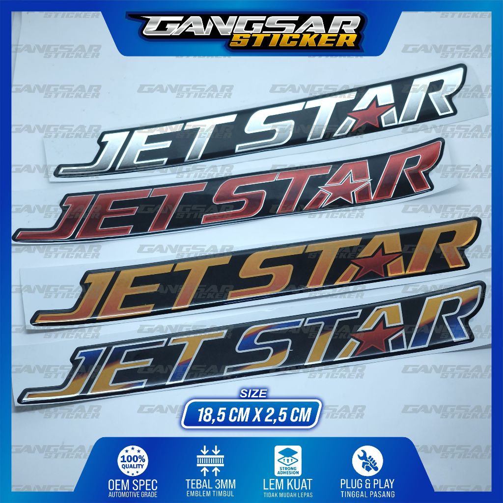 Jual emblem timbul mitsubishi jet star / emblem logo jet star ...