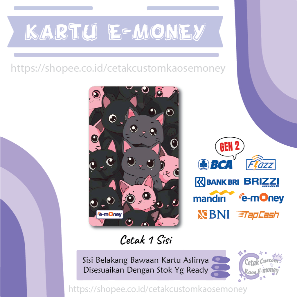 Jual KARTU E MONEY E TOLL GAMBAR KARTUN HEWAN CAT KUCING CUTE EMONEY ...