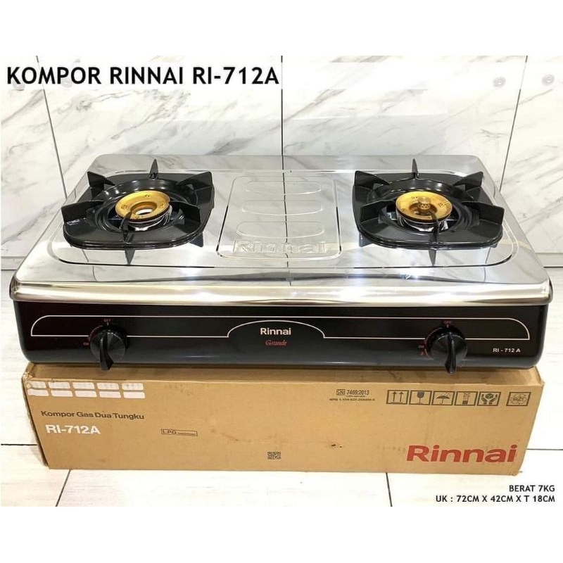Jual Kompor Gas Rinnai RI-712A / Kompor Gas Rinnai 2 Tungku Besar ...