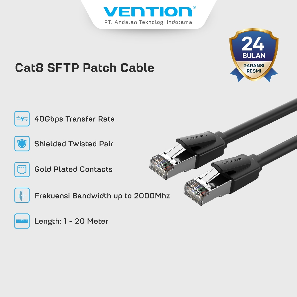 Jual Vention Cable Cat8 SFTP Gaming Ethernet Patch 10M - 20M - IKK ...