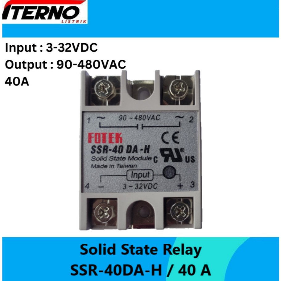 Jual Solid State Relay SSR-40DA-H Fotek SSR40DAH 40A | Shopee Indonesia