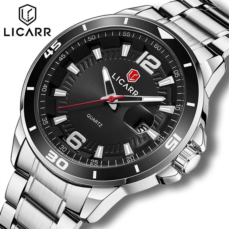 Jual LICARR Jam Tangan Pria Mewah Kuarsa Stainless Steel Business Anti ...