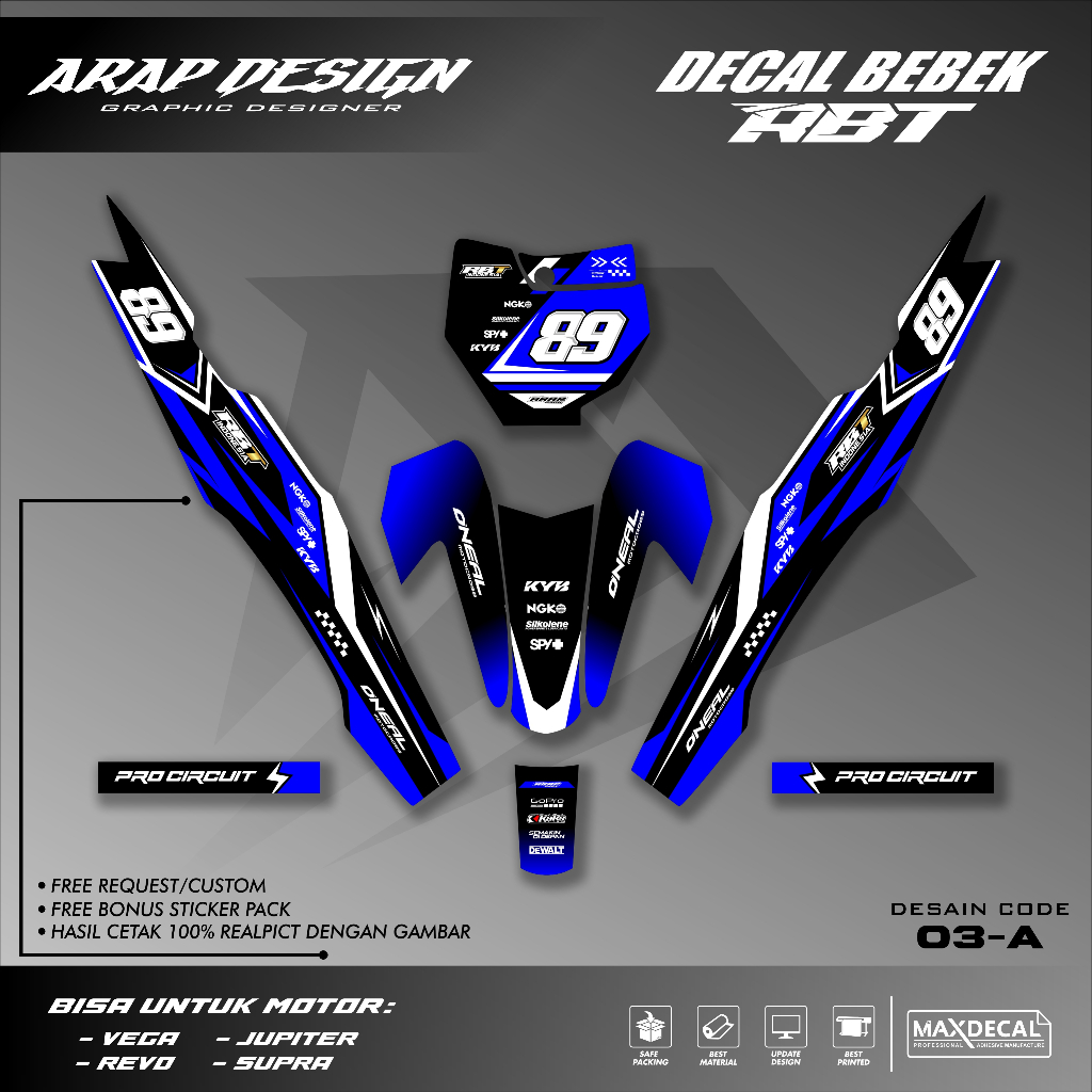 Jual ARAP DESIGN Sticker Variasi RBT/GTX VEGA R NEW Stiker Decal ...