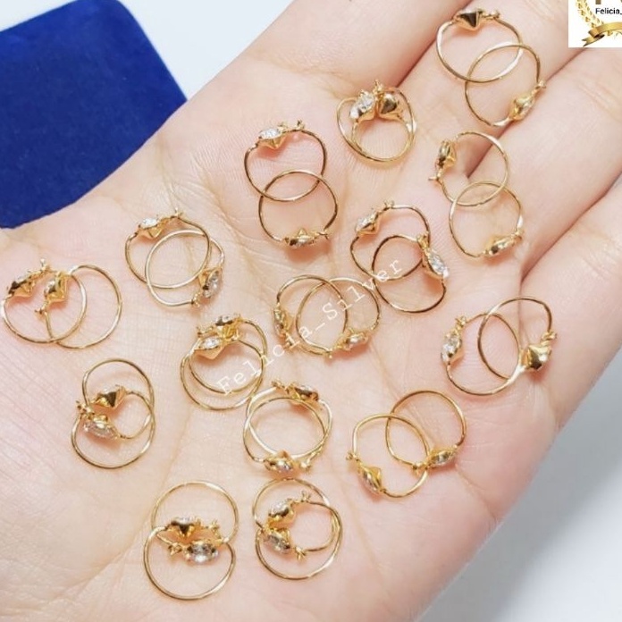 Jual Hot ANTING ANAK PERAK ASLI SIER 925 LAPIS EMAS MODEL KAIT DEWI 1 PERMATA PERHIASAN PERAK ...