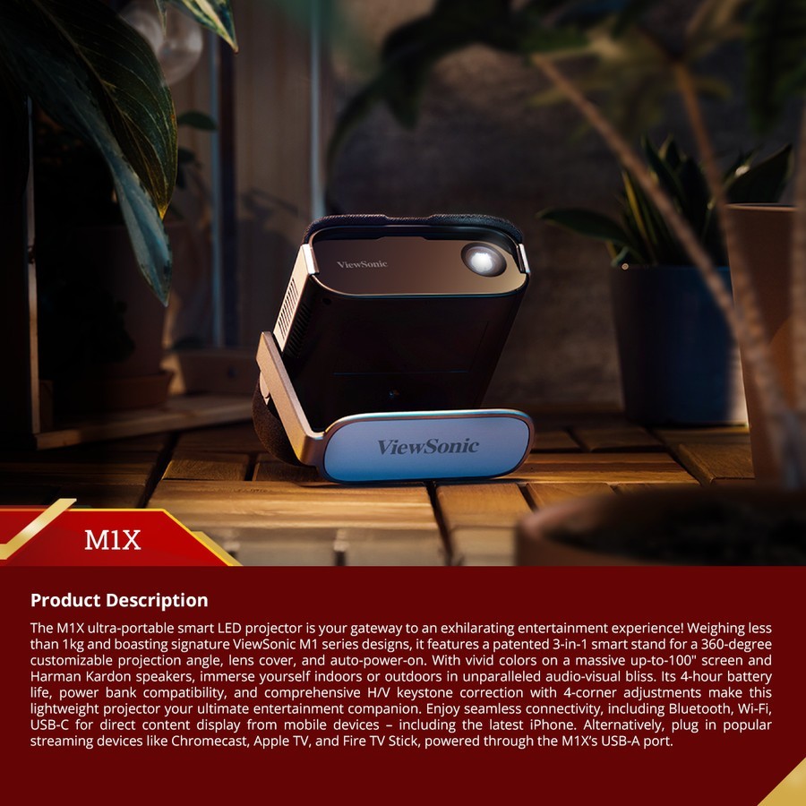 Jual ViewSonic M1X Smart LED Portable Projector with Harman Kardon ...