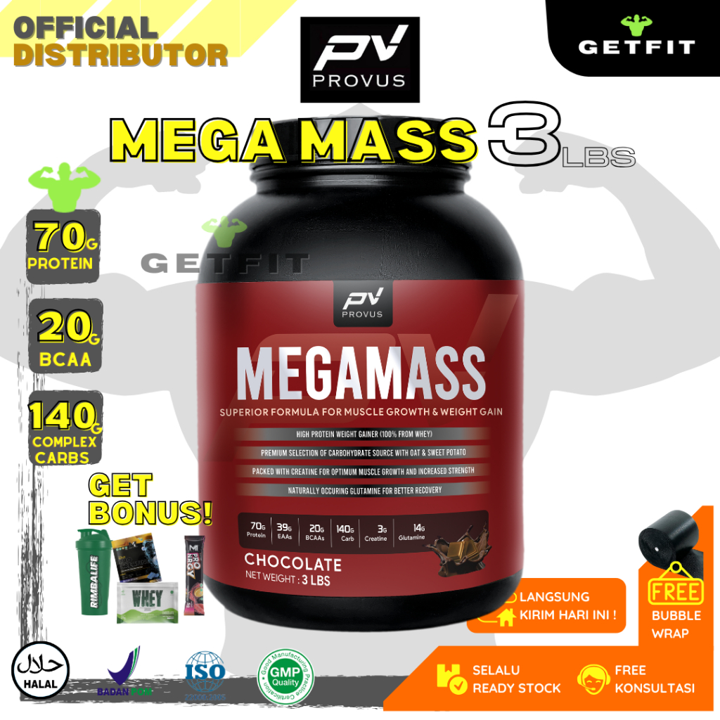 Jual Provus Mega Mass 3 lbs Susu Gainer Penambah Berat Badan Megamass ...