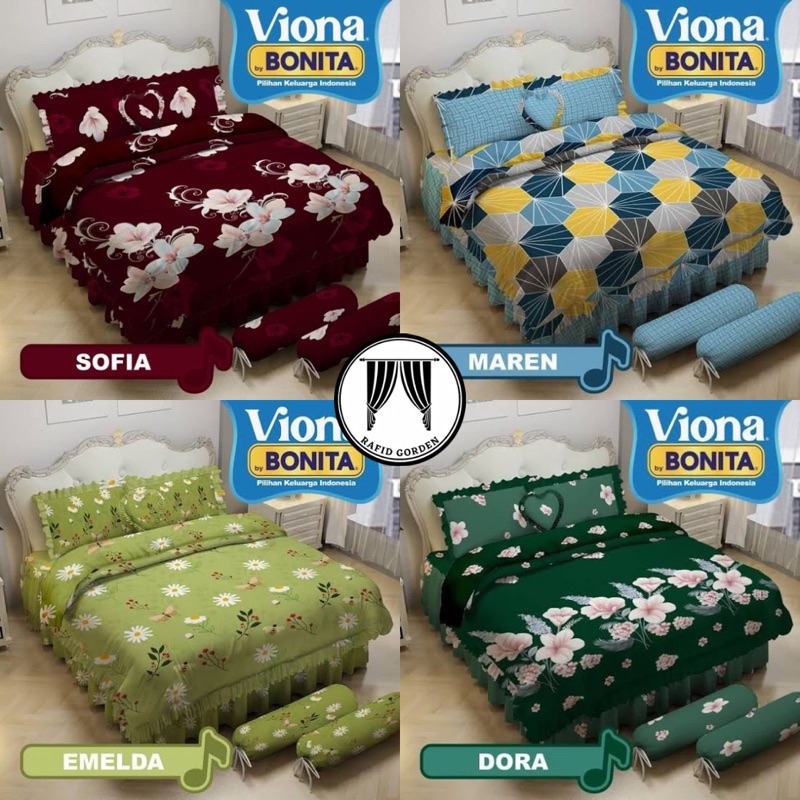 Jual bedcover rumbai set viona by bonita king 180x200 +sprei+sarung ...