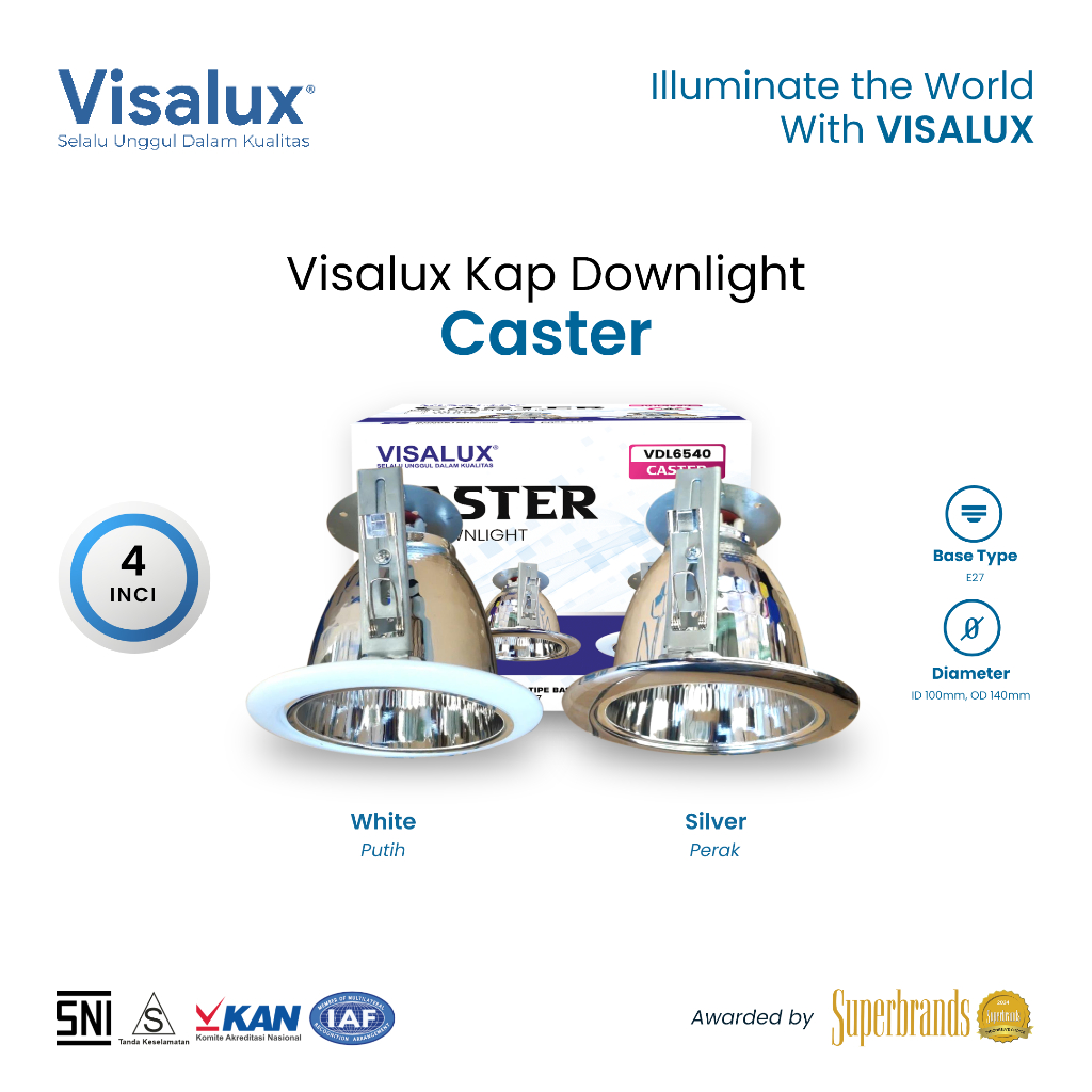 Jual Visalux Kap Downlight Caster 4 Inch | Shopee Indonesia