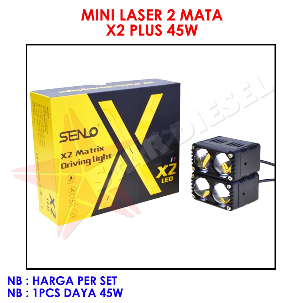 Jual LASER 2 MATA X2 PLUS MATRIX SENLO HI LO LENSA KACA LED DUA WARNA ...