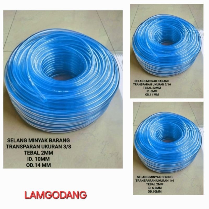 Jual Selang Minyak, Selang Solar Bening Transparan Tebal 2 mm ukuran 1/ ...