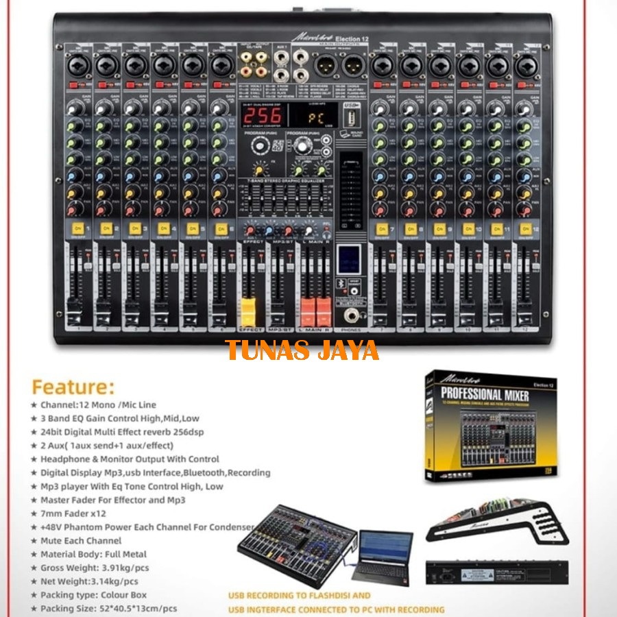 Jual Mixer Audio MICROVERB ELECTION 12 USB Interface ke PC Bluetooth ...