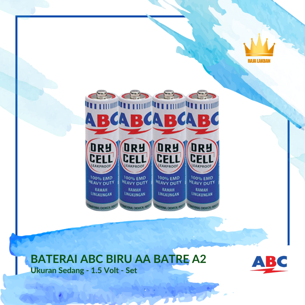 Jual ABC Biru Baterai AA / A2 Ukuran Sedang / Baterai 1,5 Volt - Set 4 ...