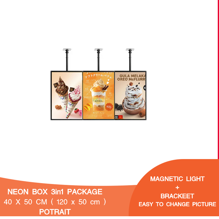 Jual NEON BOX SLIM LED LIGHT BOX Menu Paket 3in1 40x50cm ( 120x50cm ...