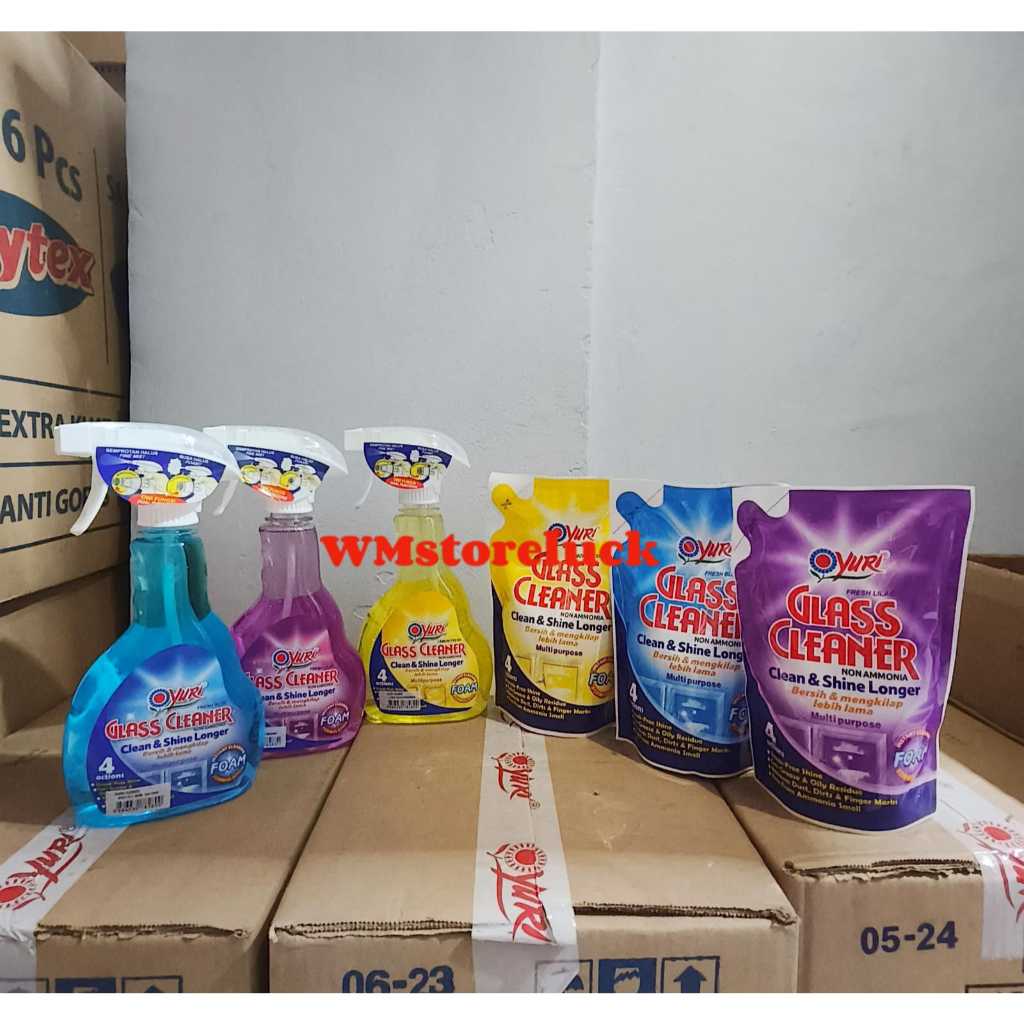 Jual Yuri GLASS CLEANER non ammonia REFIIL 410ml dan Botol 500ml/cairan pembersih kaca serbaguna ...