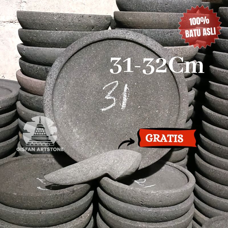 Jual Cobek layah lemper 31-32cm batu asli andesit merapi | Shopee Indonesia