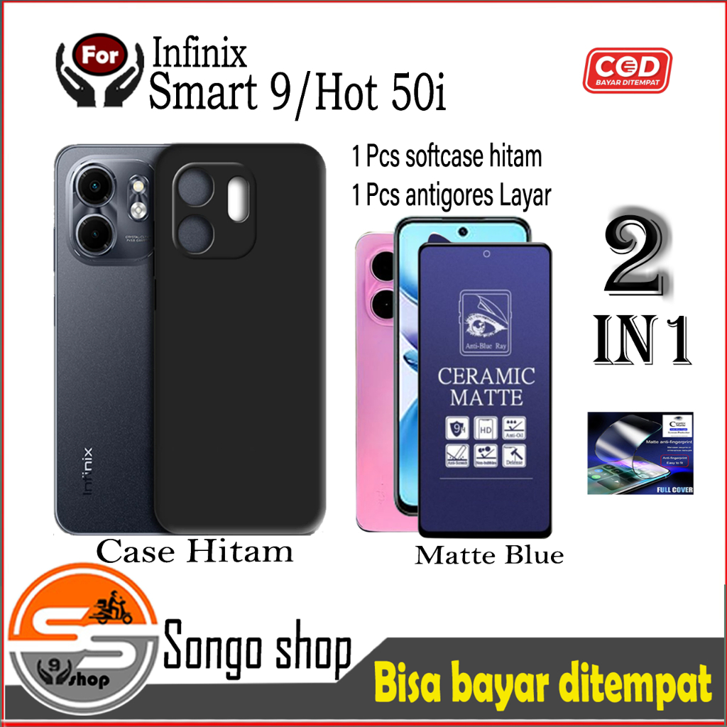 Jual PAKET 2in1 Soft Case Hitam INFINIX SMART 9 HOT 50i 4G Casing case ...